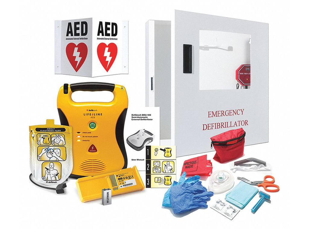 Defibtech LifeLine™ AED Package with Alarmed Wall Cabinet (multiple op